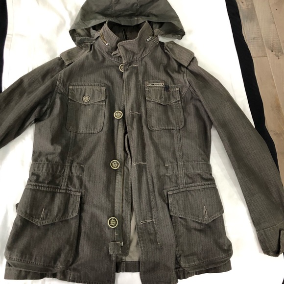 Diesel | Jackets & Coats | Diesel Military Style Jacket W Hideaway Hood ...